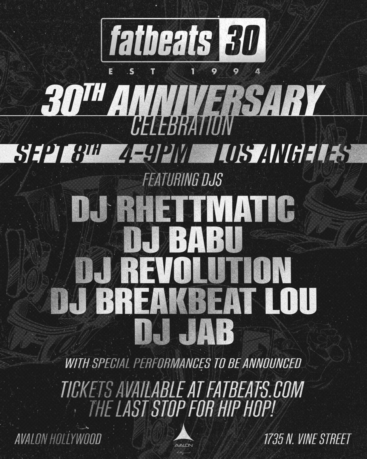 Fat Beats 30th Anniversary Celebration feat. DJ Rhettmatic, DJ Babu, DJ ...